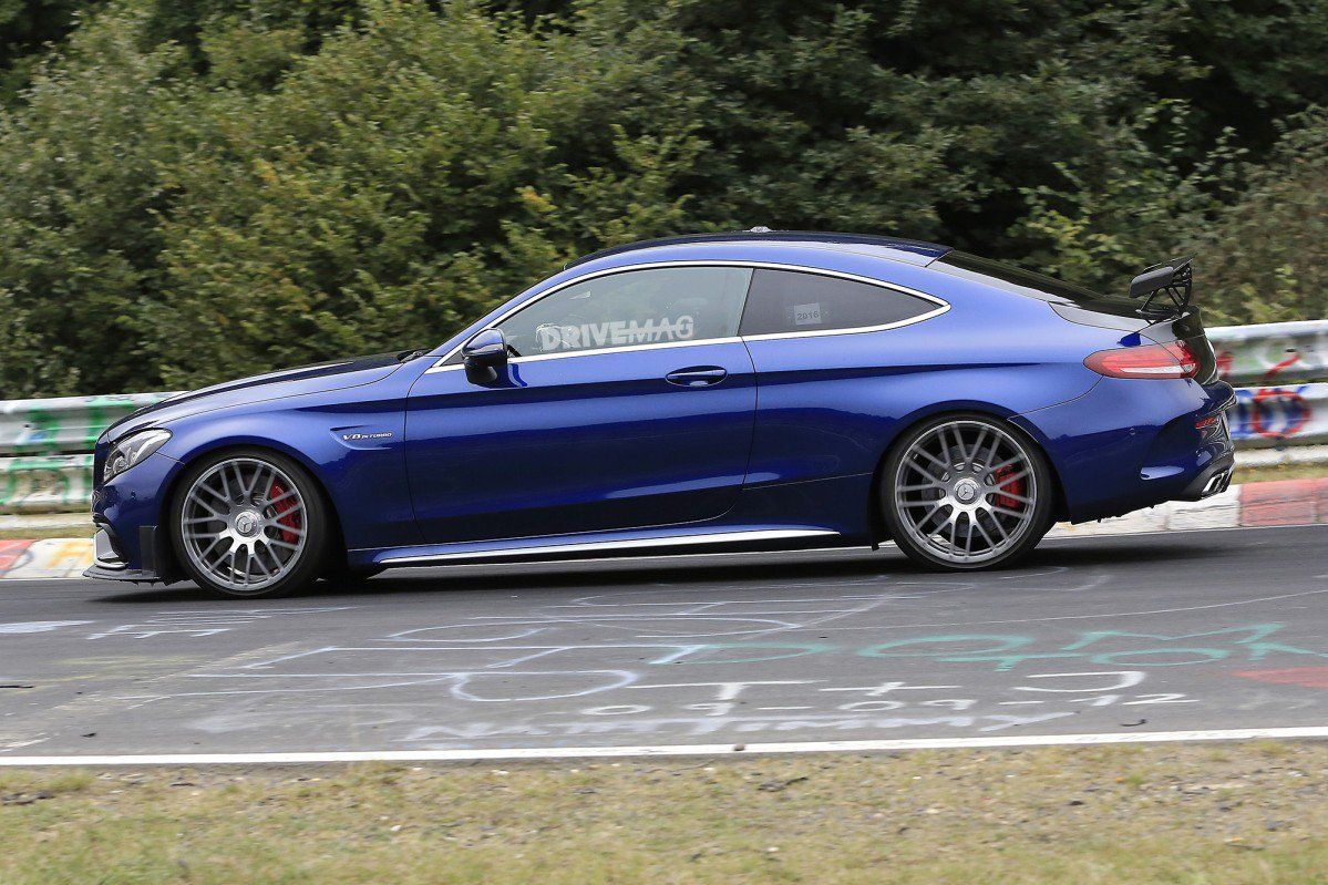 Mercedes-AMG C63 R Coupe Caught Trying on Massive Rear Wing on the Nü...