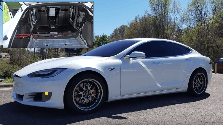 Check out this drag-ready, stripped-bare Tesla Model S P100D