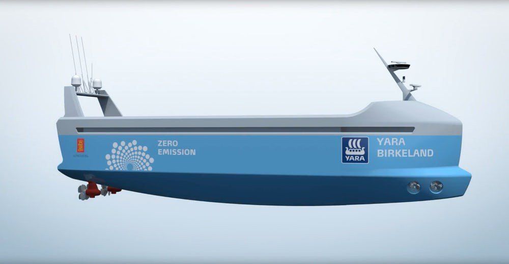 The first electric-powered autonomous container ship to be launched i...