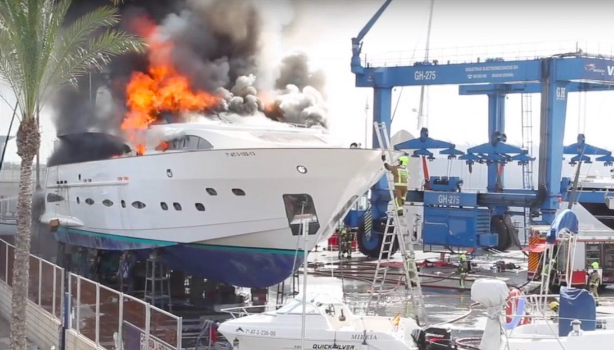 Superyacht Ordisi catches fire in dry dock
