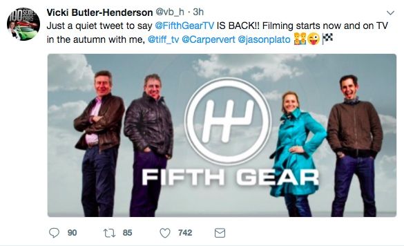 Fifth Gear returns this September